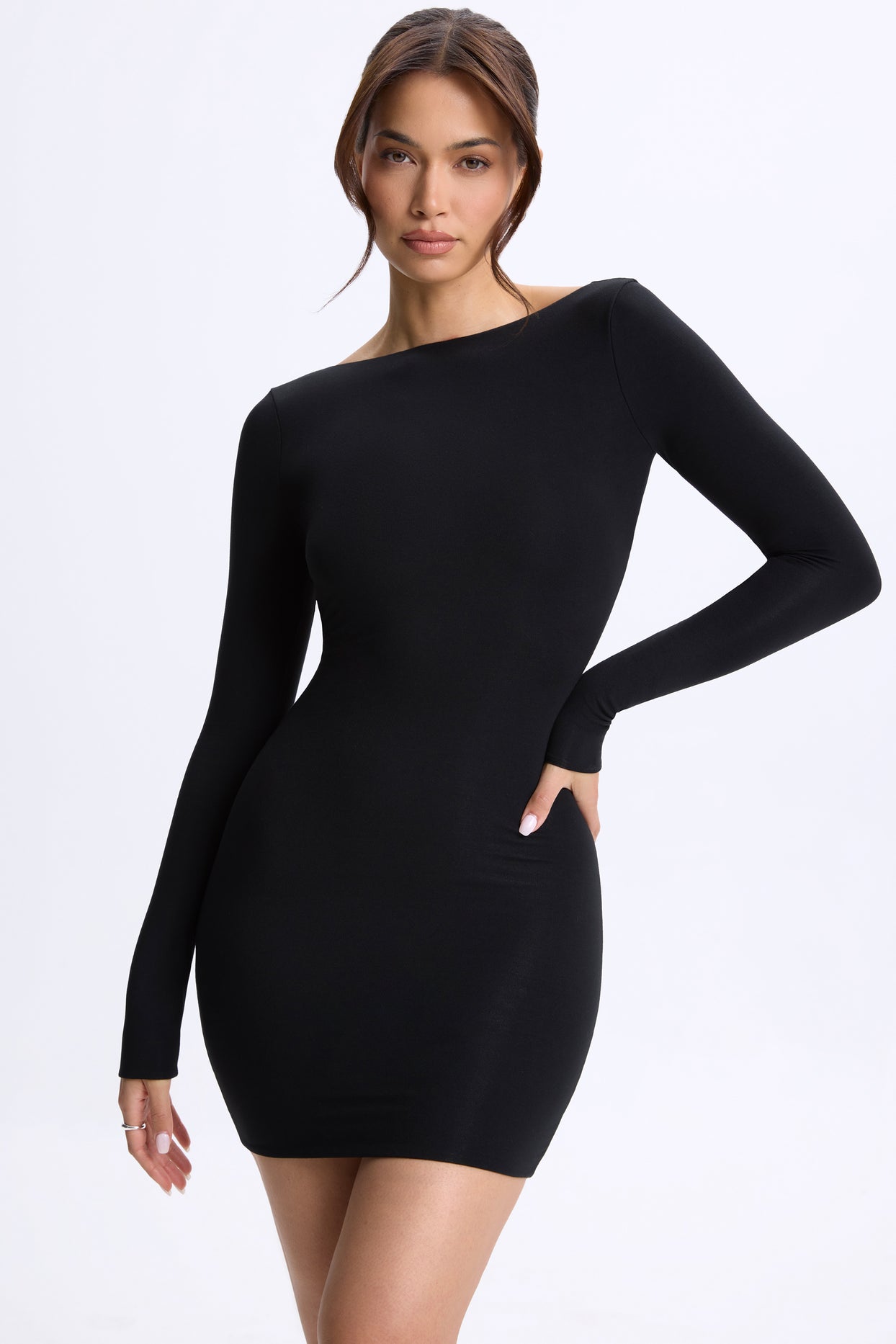 Open-Back Bodycon Mini Dress in Black | Oh Polly