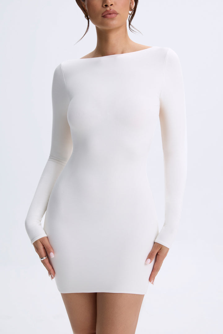 Open-Back Bodycon Mini Dress in White | Oh Pollyy