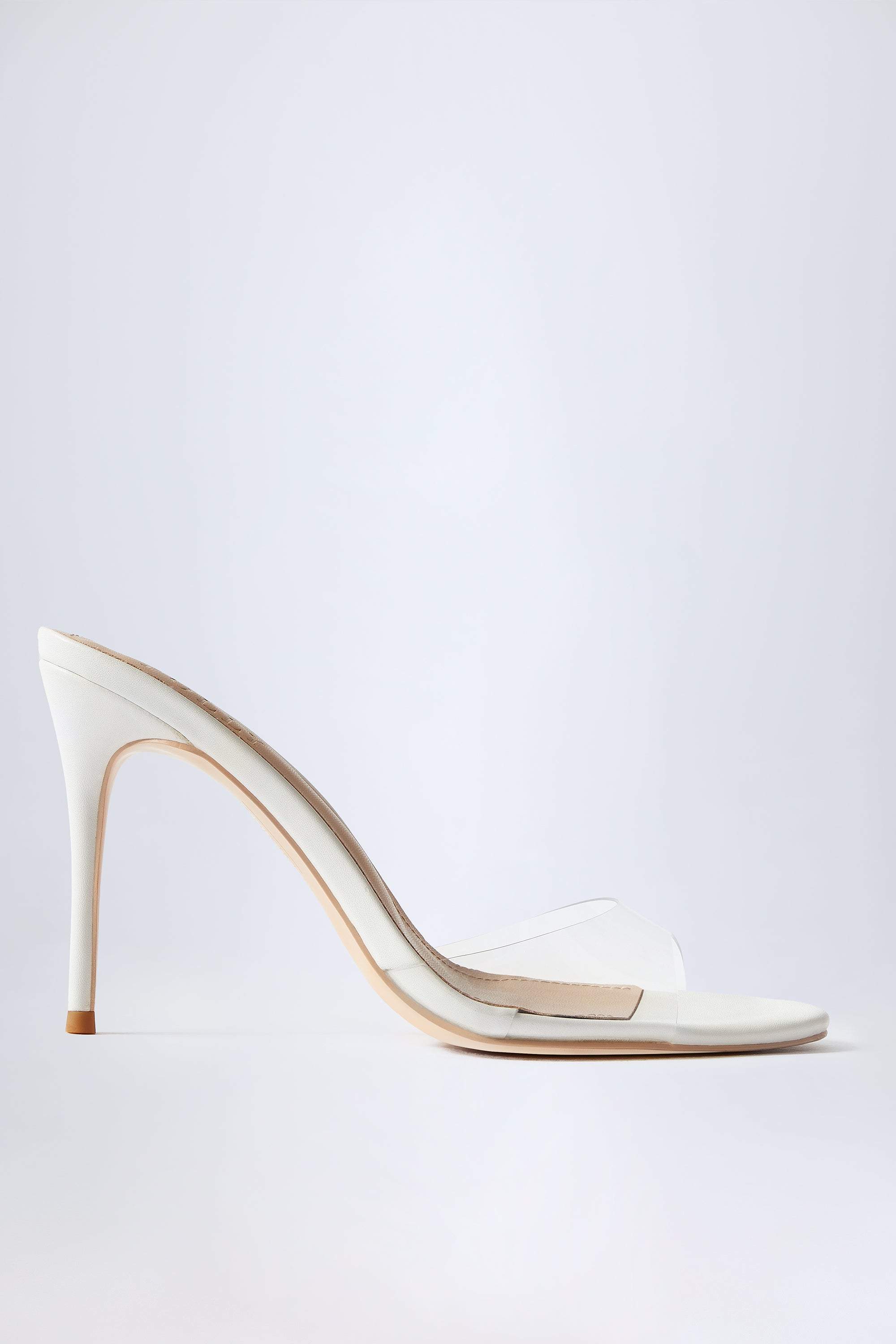 Almond-Toe Heeled Mules in Transparent PVC | Oh Polly