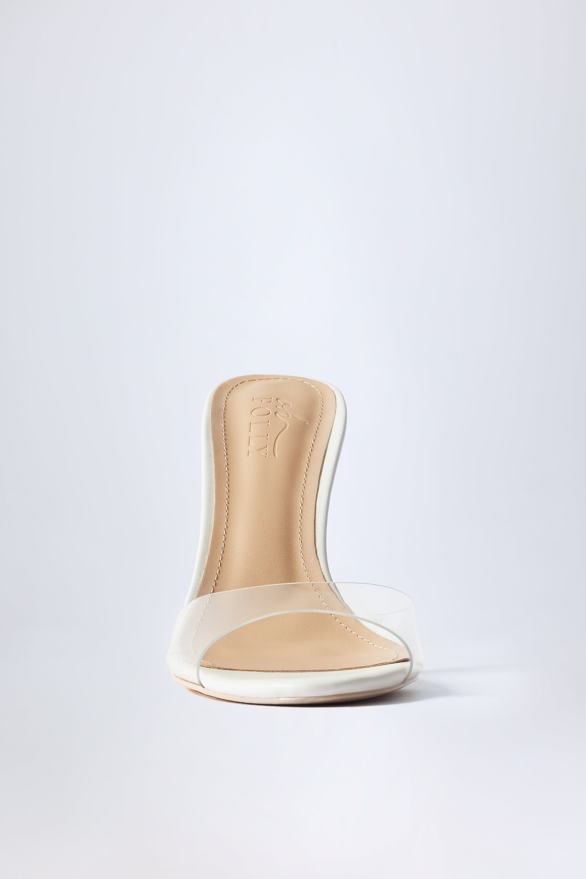 Almond-Toe Heeled Mules in Transparent PVC | Oh Polly