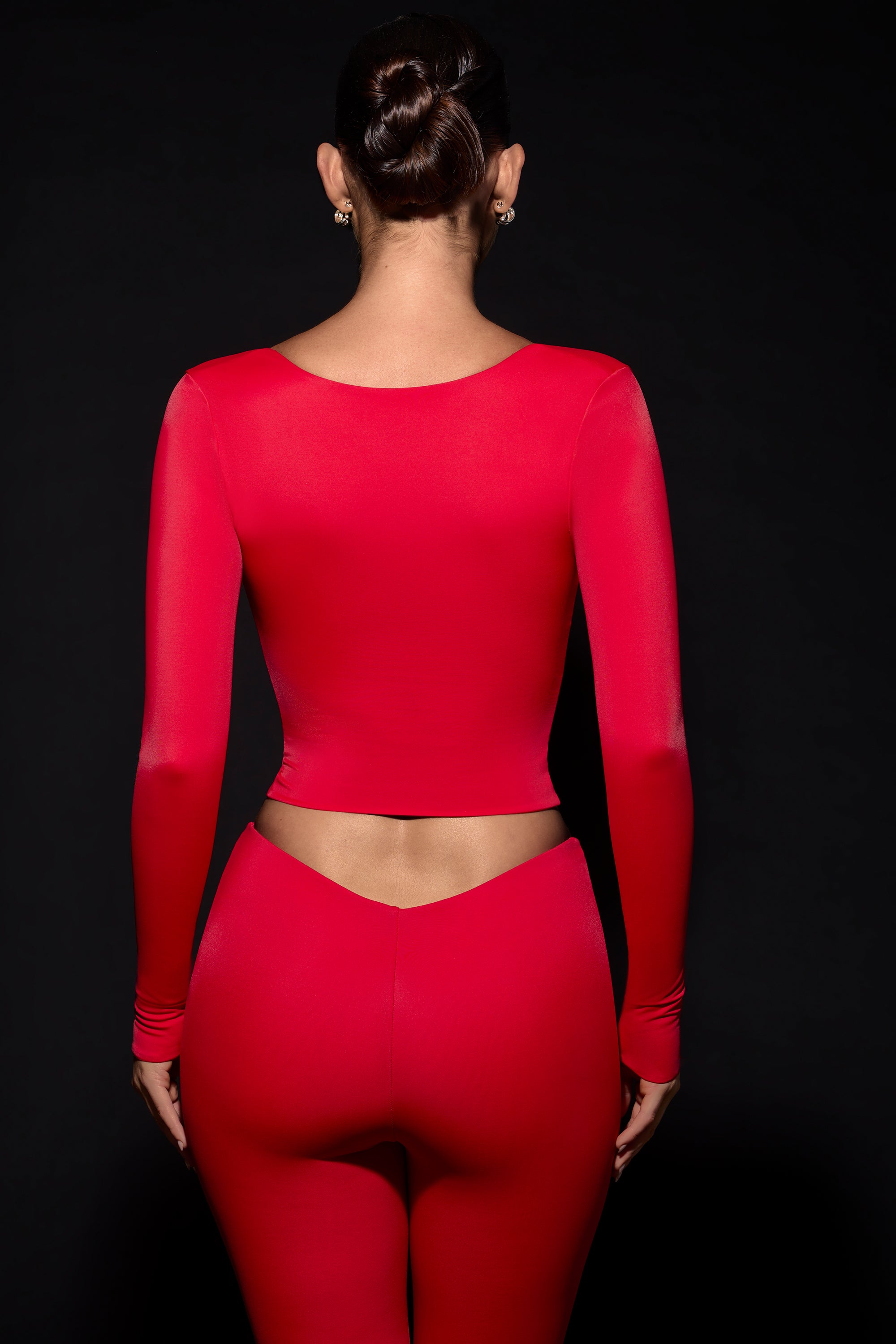 Lilith Cut-Out Long-Sleeve Top in Fire Red | Oh Polly