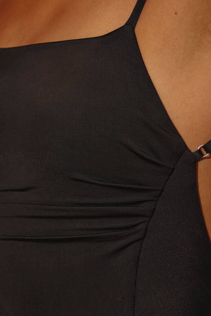 Ryatt Ruched Bodycon Maxi Dress in Black | Oh Polly