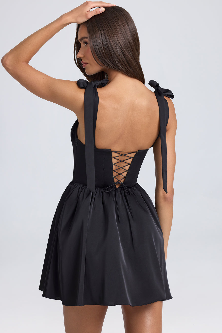 Draped Corset Mini Dress in Black | Oh Polly