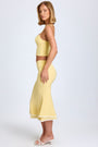 Lupita Lace-Trim Mid-Rise Midaxi Skirt in Pastel Yellow | Oh Polly