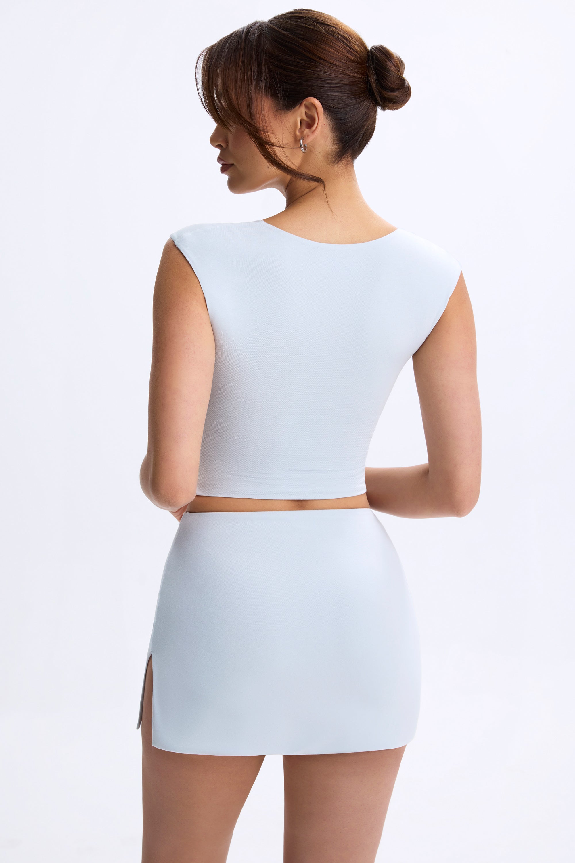 Mid-Rise Micro Mini Skirt in Dusty Blue | Oh Polly