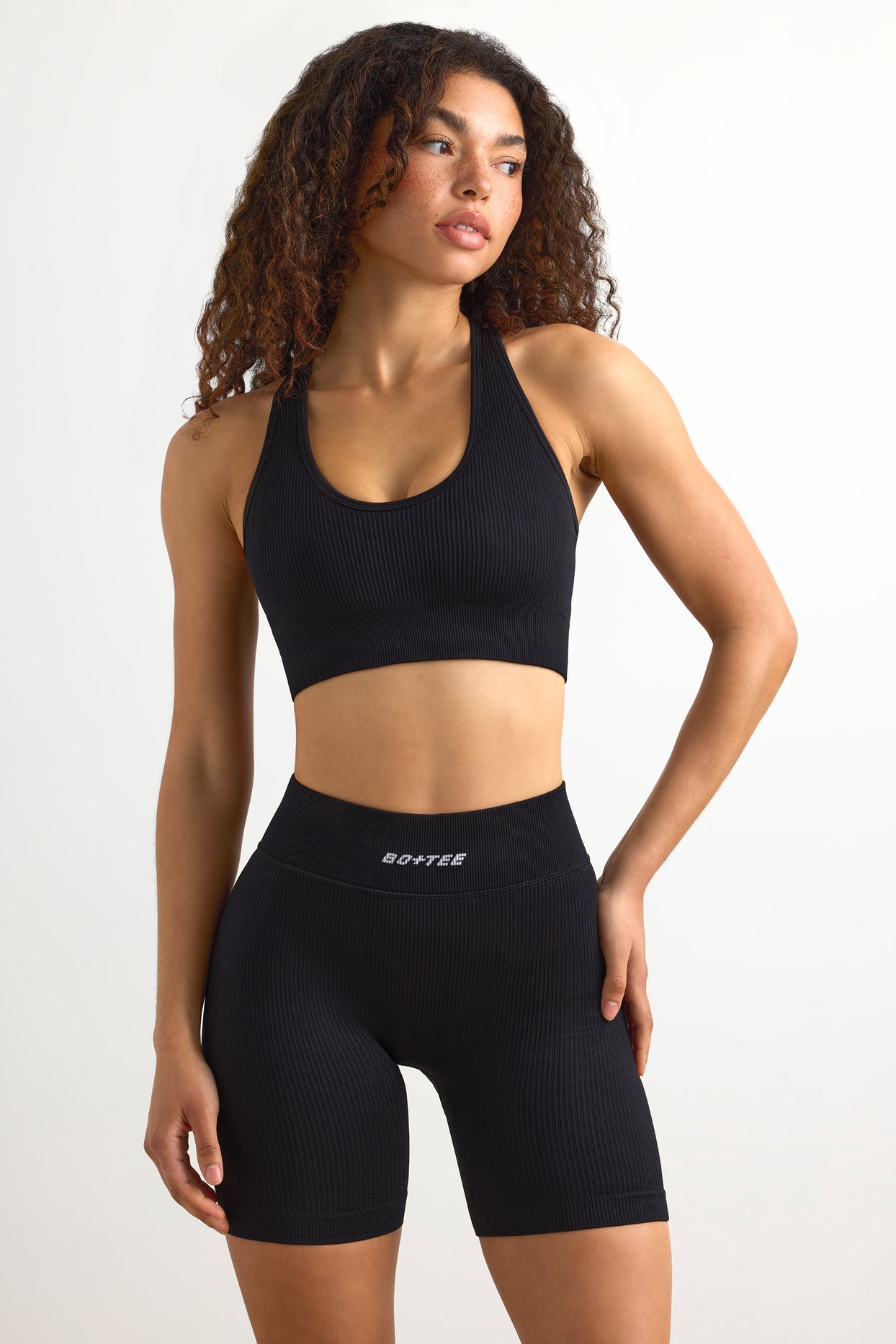 Burn FlexiRib Biker Shorts in Black | Oh Polly