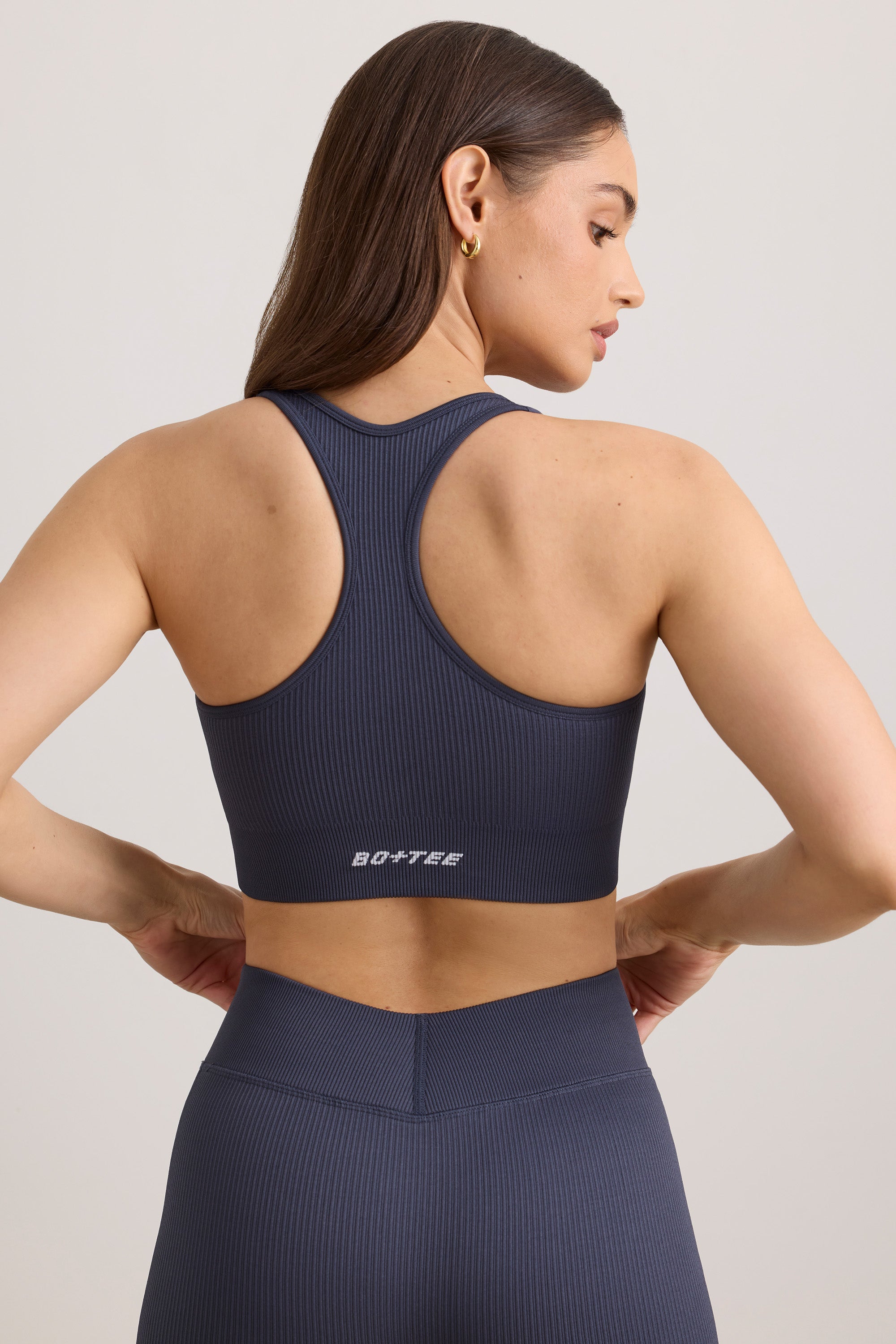 Concentrate FlexiRib Wide Strap Sports Bra in Slate | Oh Polly