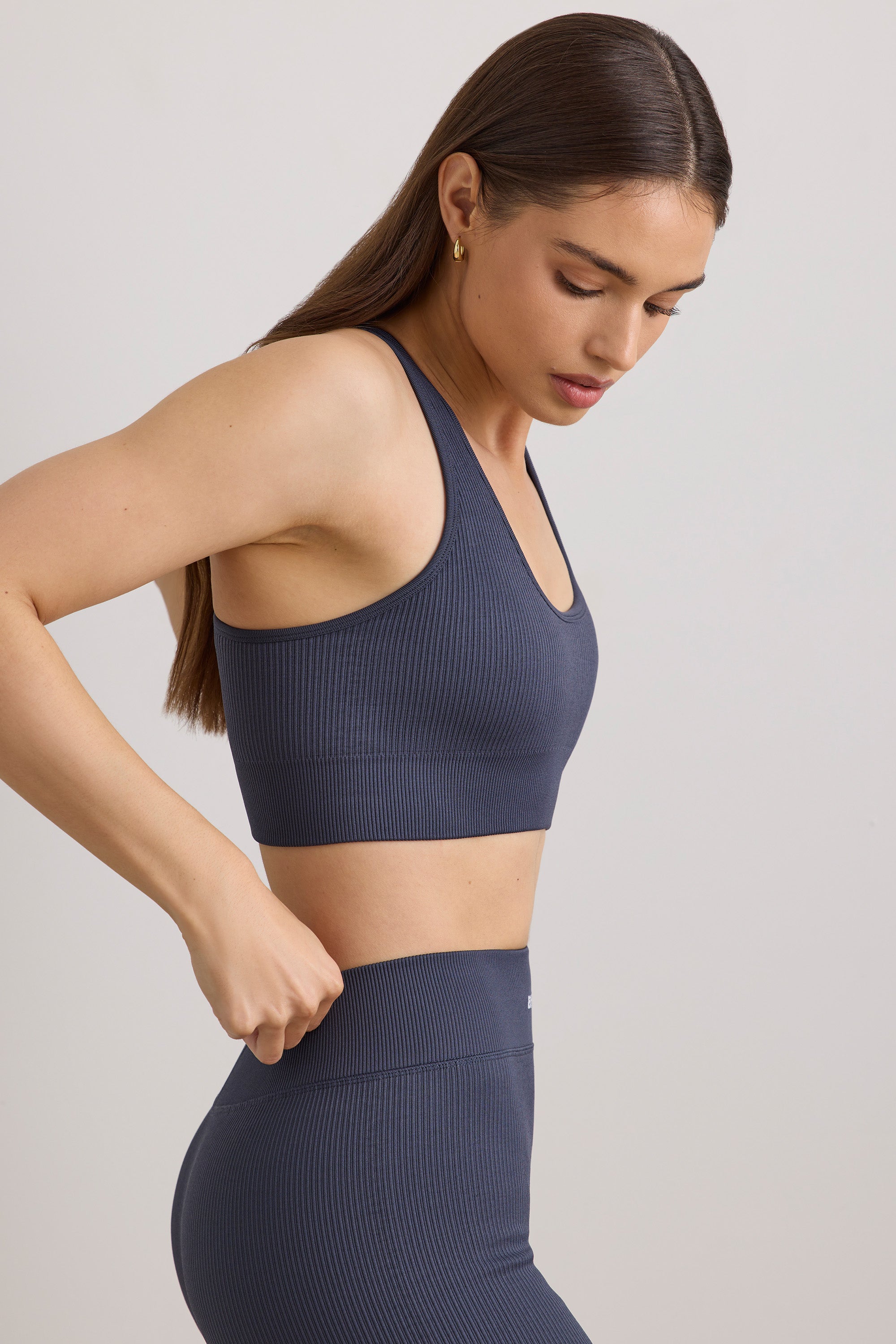 Concentrate FlexiRib Wide Strap Sports Bra in Slate | Oh Polly