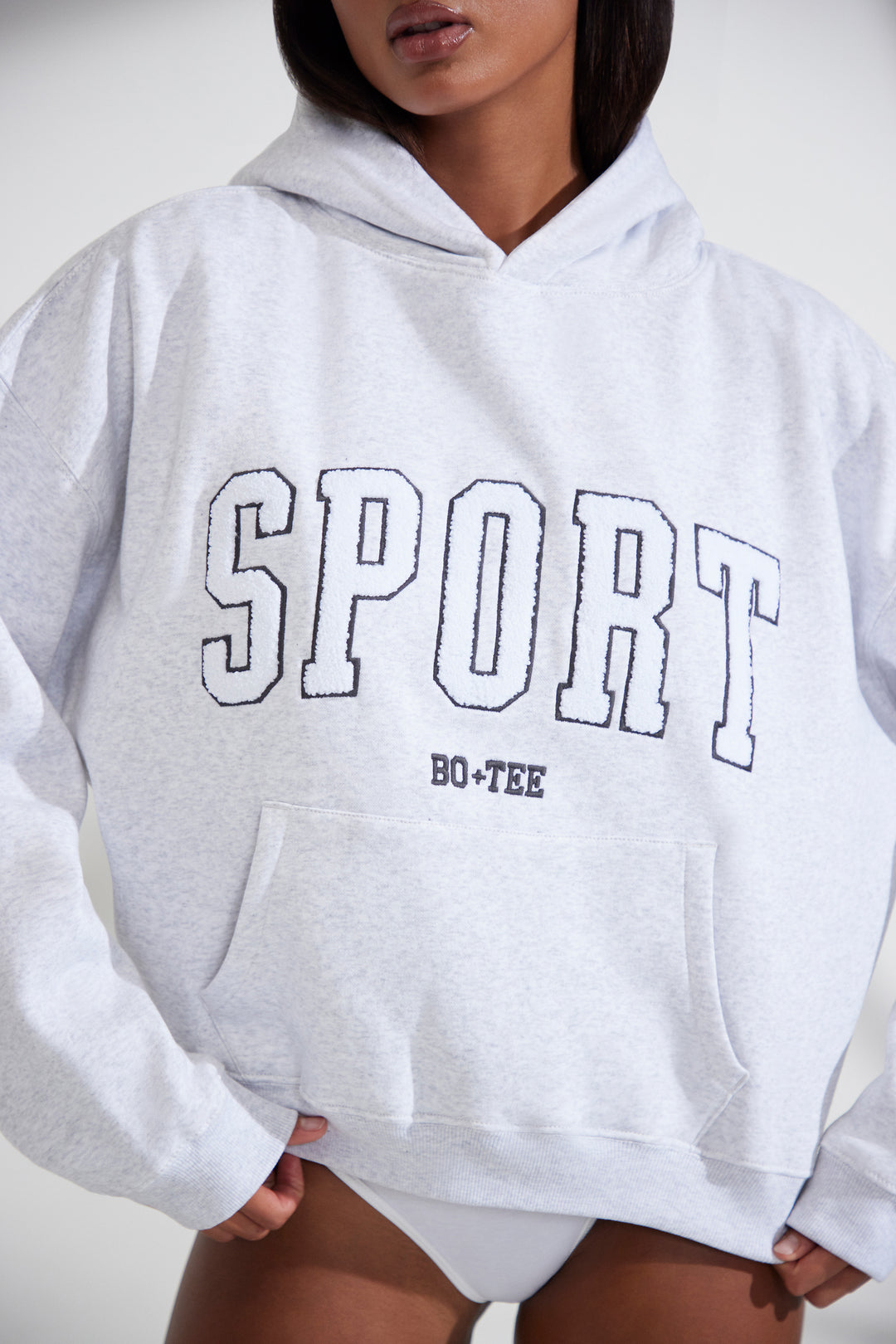 Varsity Oversized Hooded Sweatshirt in Heather Grey | Oh Polly