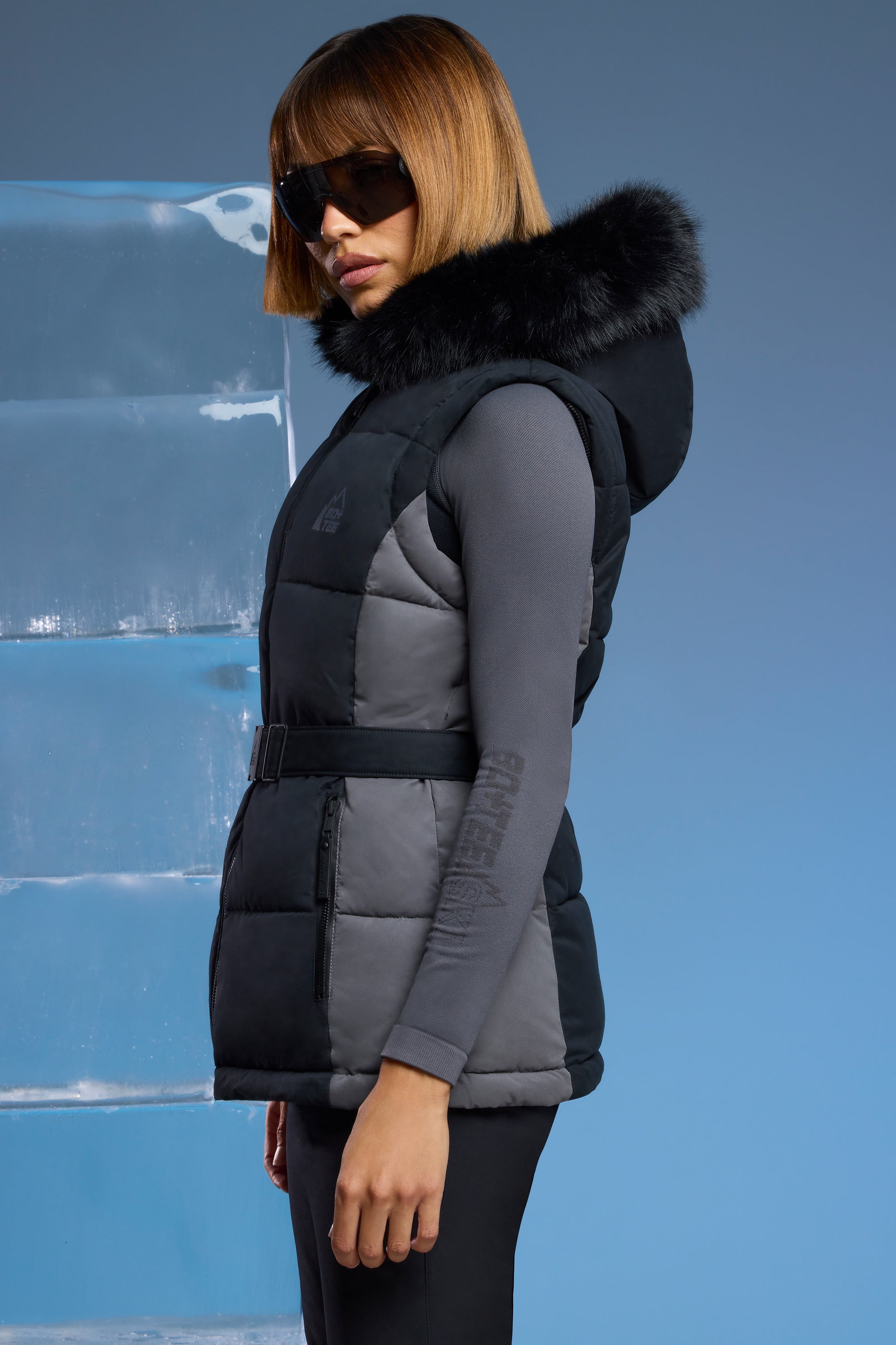 Alpine Ski Jacket with Detachable Sleeves in Black | Oh Polly