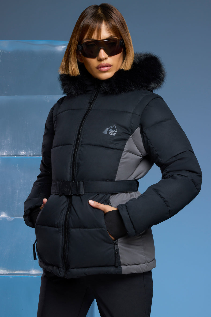 Alpine Ski Jacket with Detachable Sleeves in Black | Oh Polly