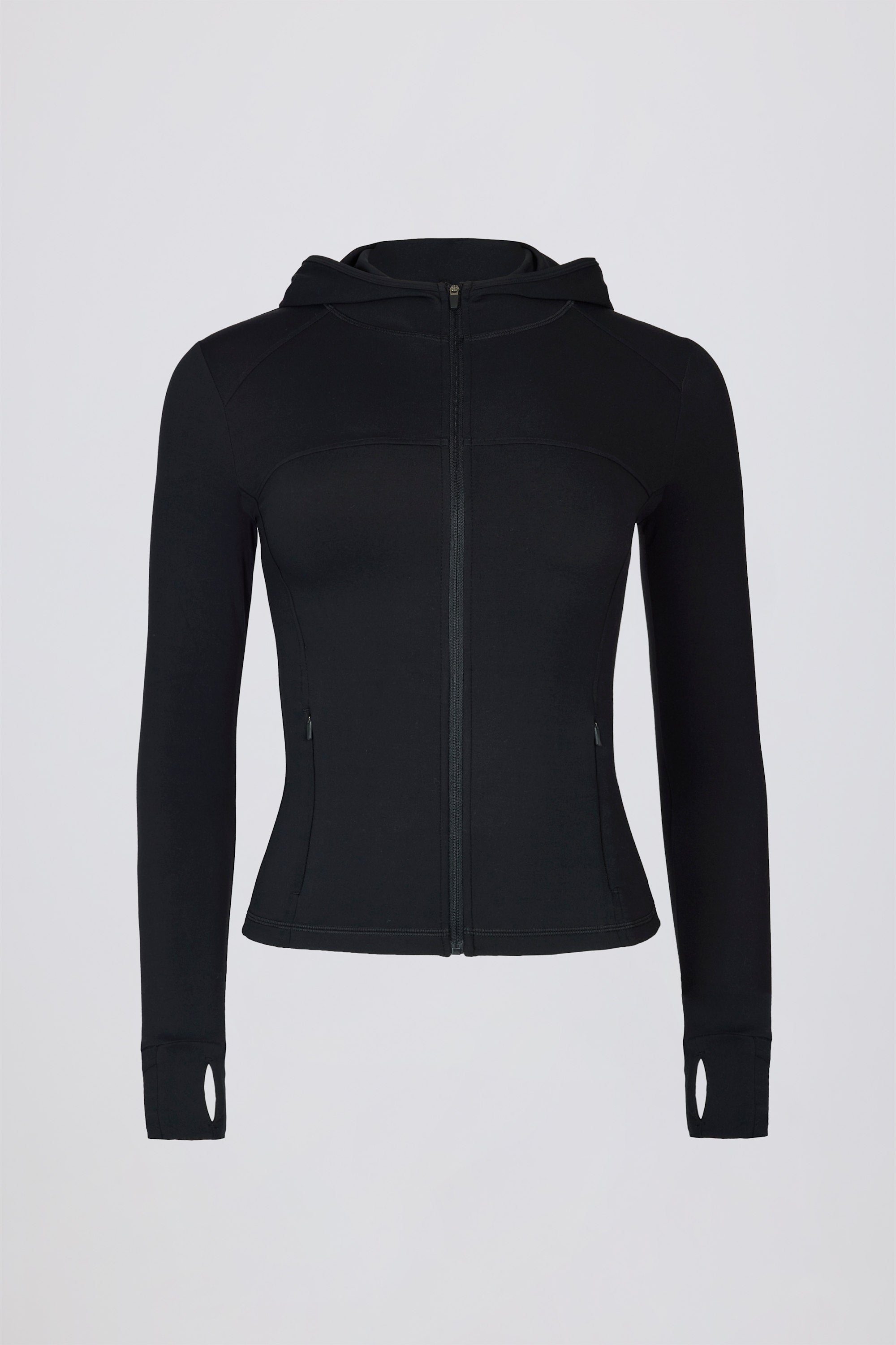 Soft Active Hooded Zip Up Jacket in Black | Oh Polly