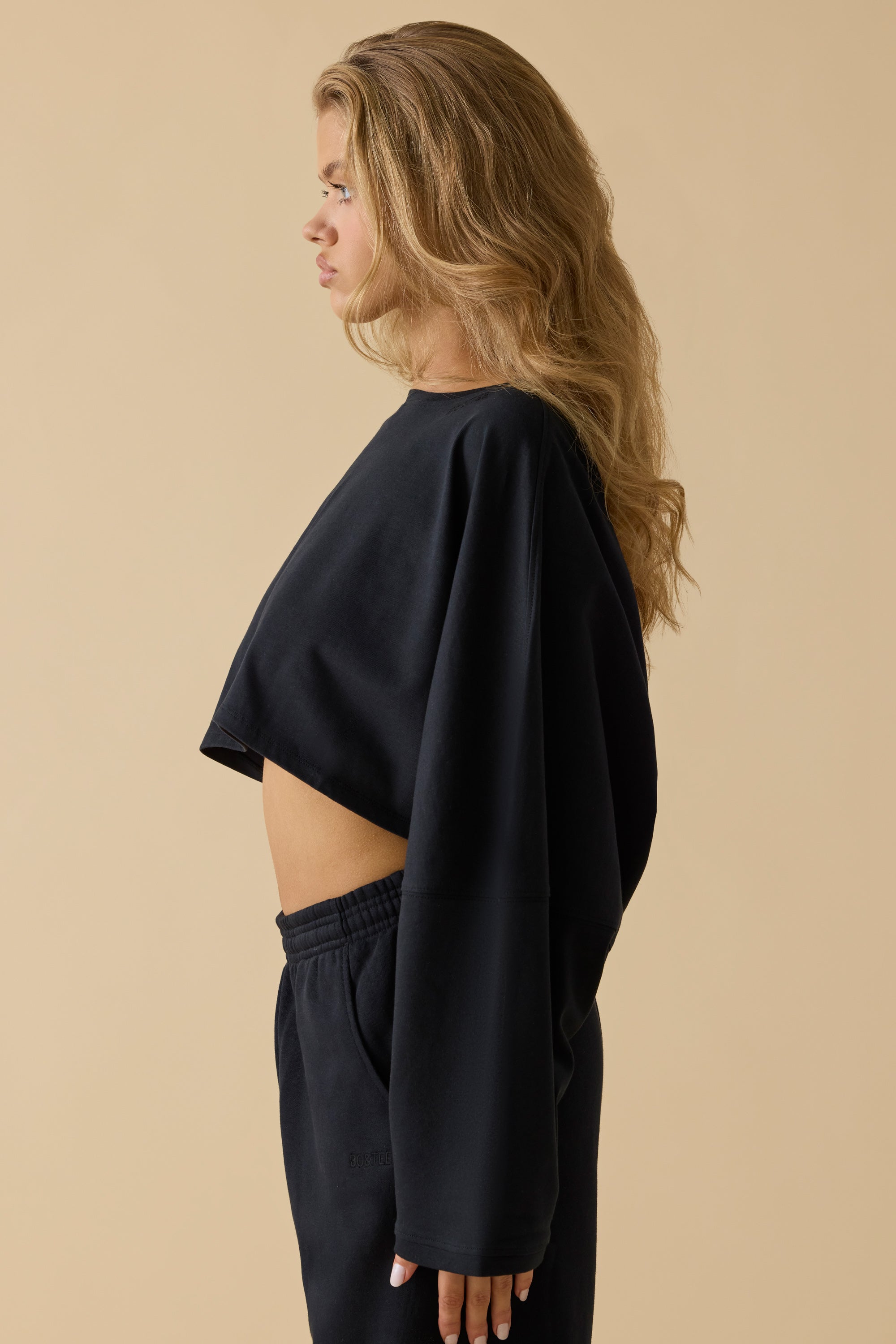 Day Off Oversized Crop Top in Black | Oh Polly