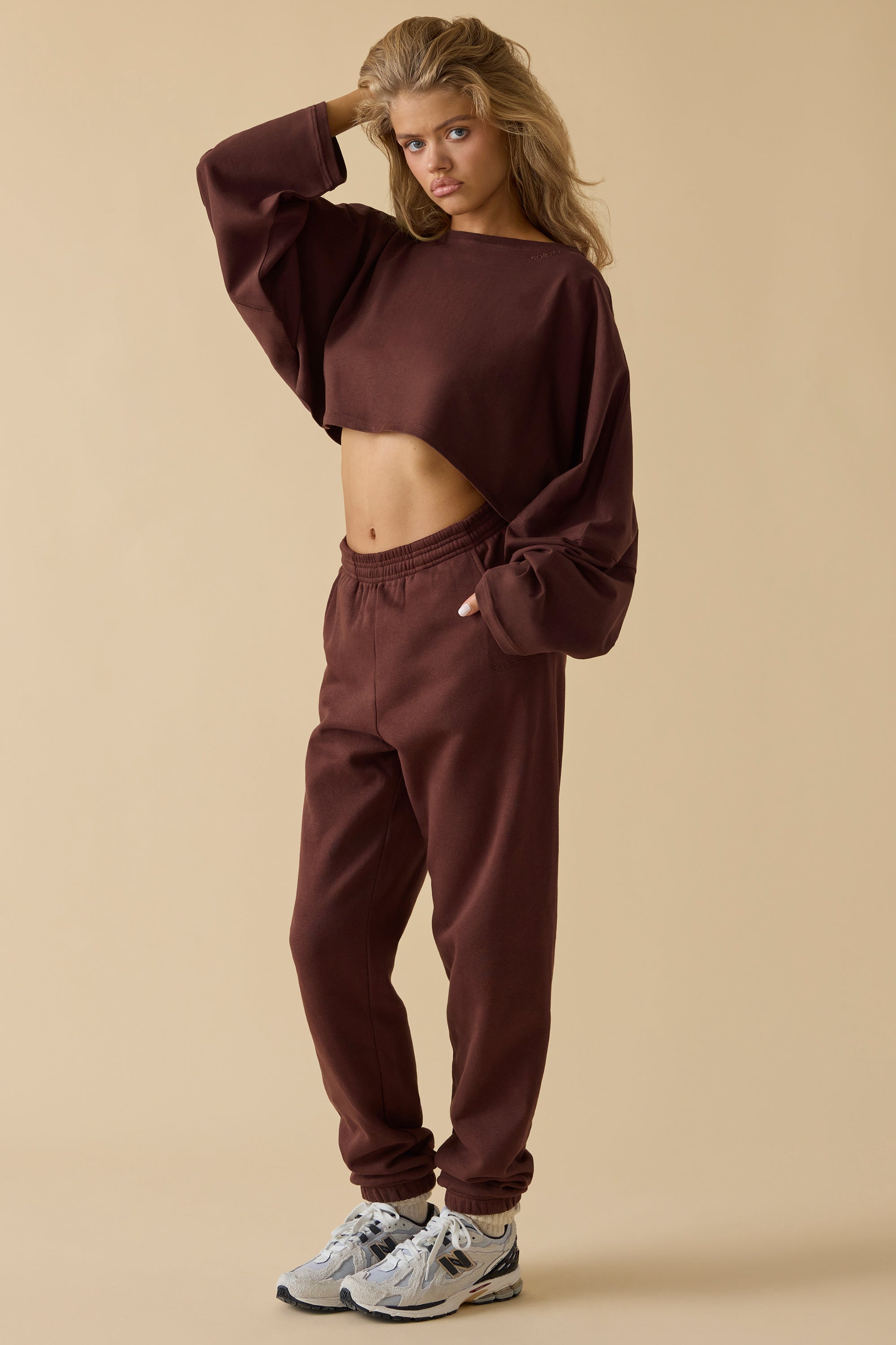 Day Off Oversized Crop Top in Mahogany | Oh Polly