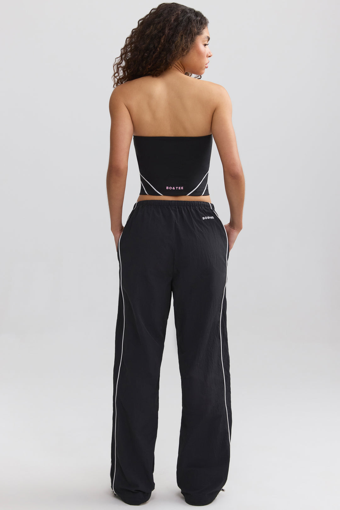 Wide-Leg Track Pants in Black | Oh Polly