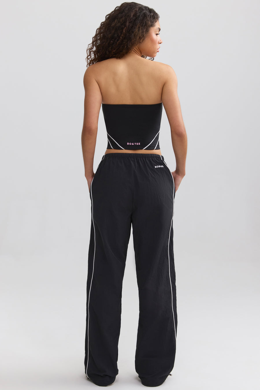 Wide-Leg Track Pants in Black | Oh Polly