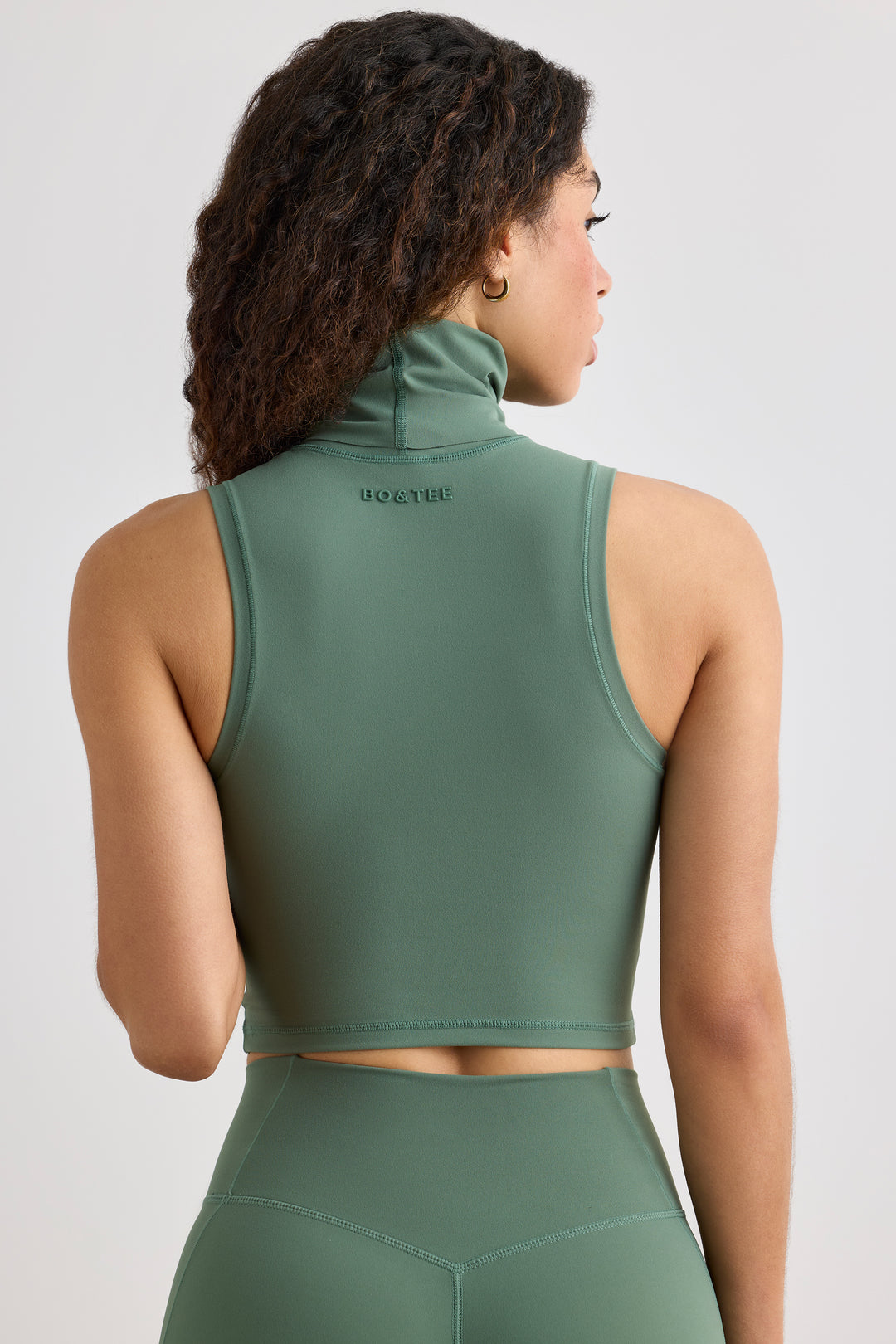 Soft Active Turtleneck Tank Top in Khaki | Oh Polly