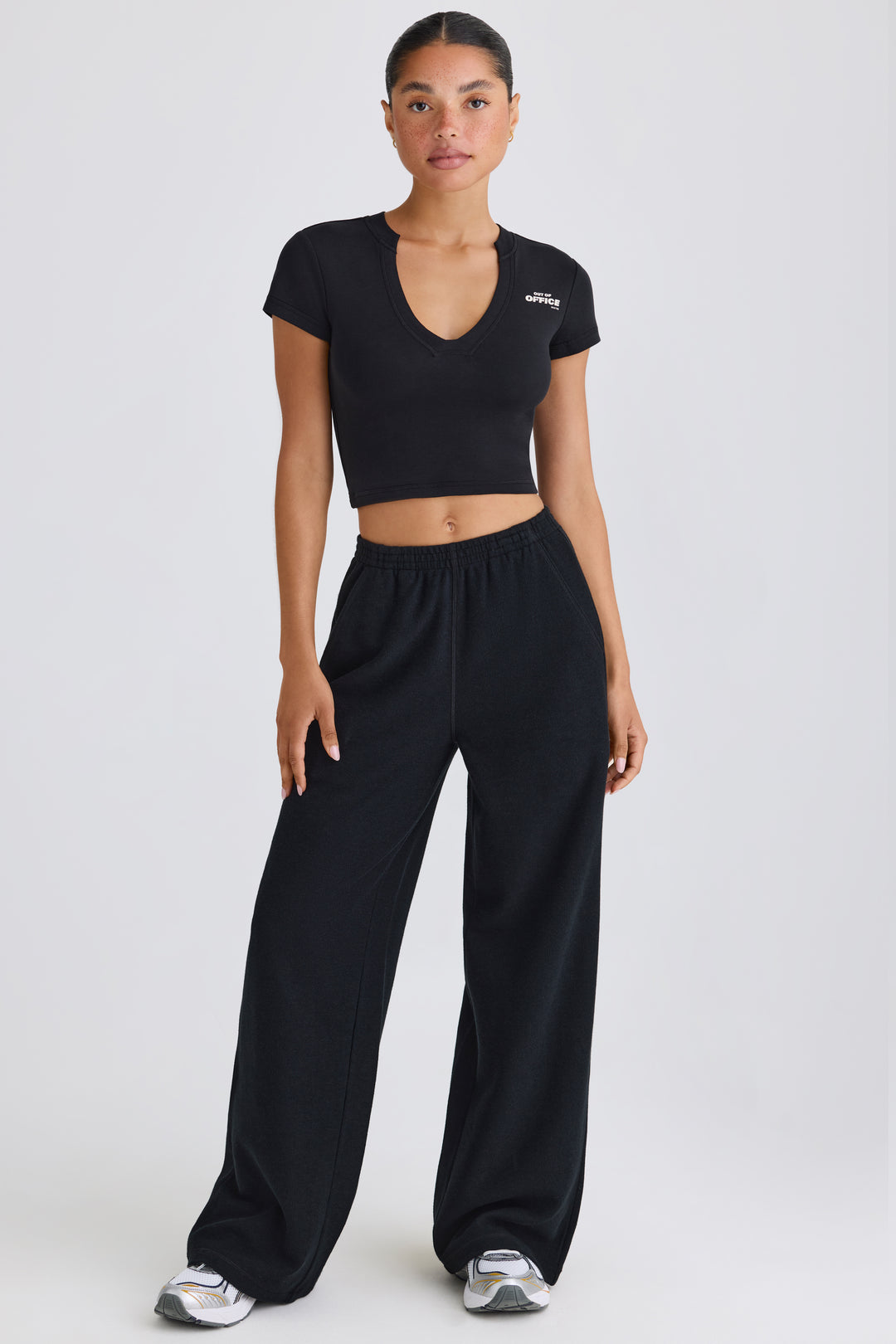 Jet Set Tall Straight-Leg Joggers in Black | Oh Polly
