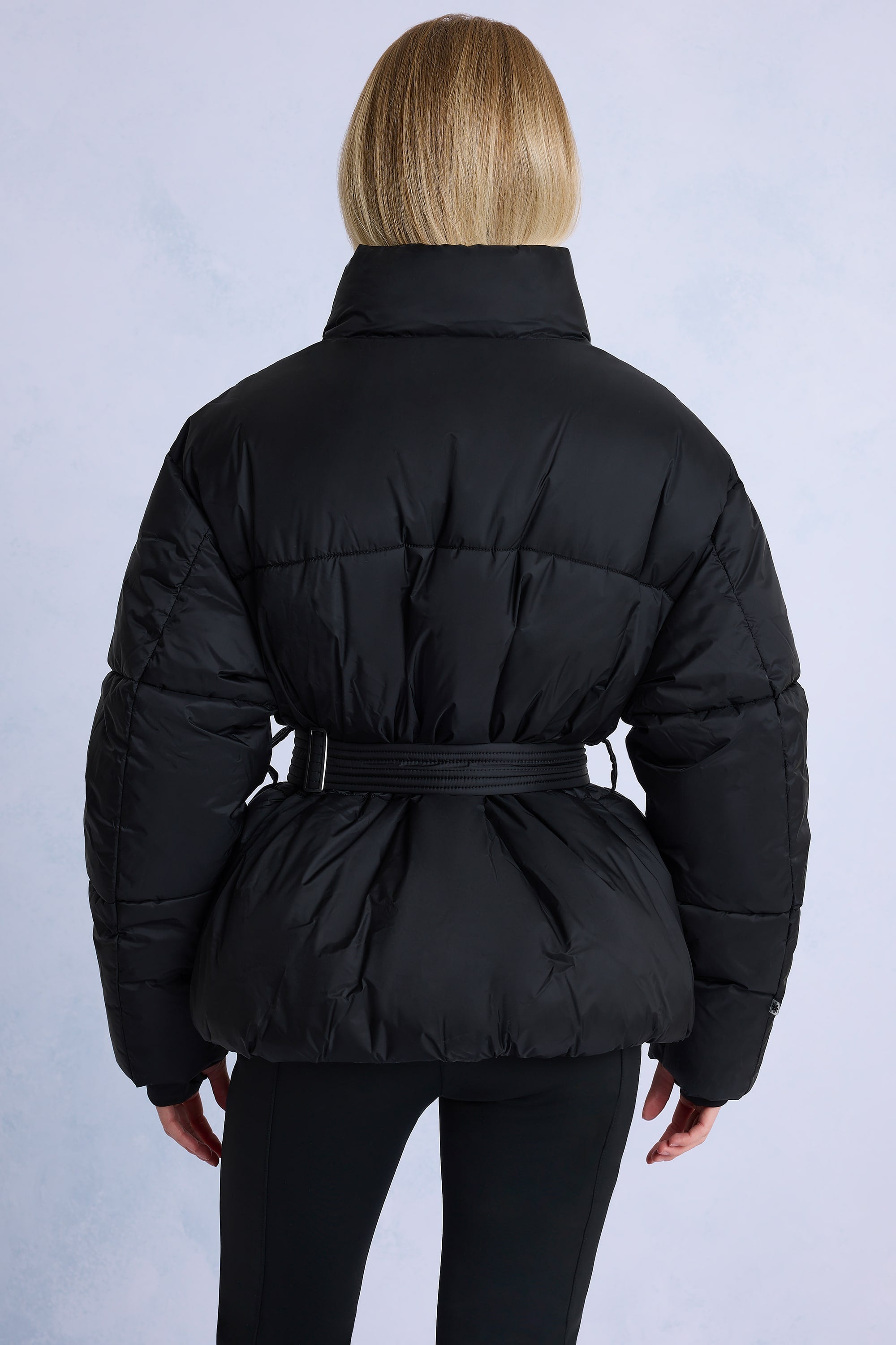 Waterproof Belted Oversized Ski Jacket in Black | Bo+Tee – Oh Polly UK