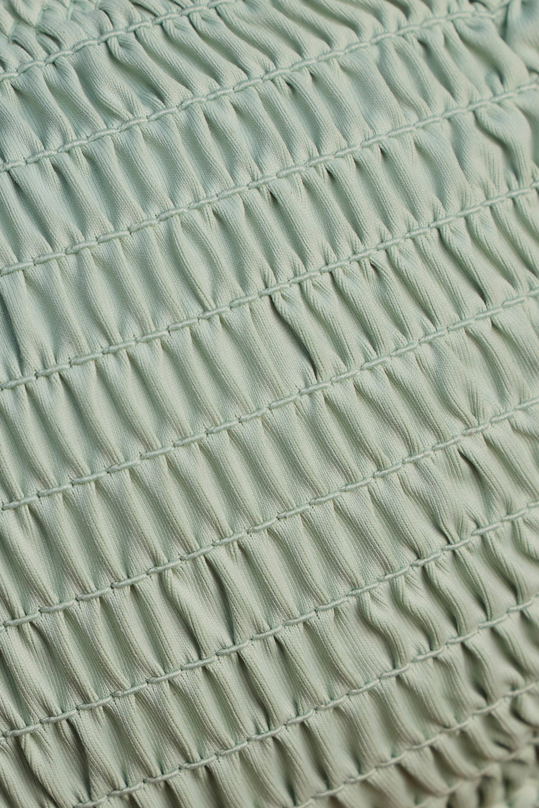 Crinkle Swim Strappy Bandeau Triangle Bikini Top in Sage | Oh Polly