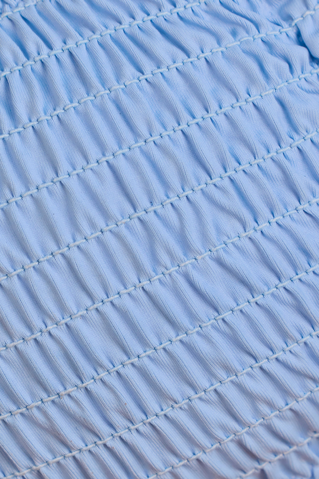 Crinkle Swim Strappy Bandeau Triangle Bikini Top in Sky Blue | Oh Polly