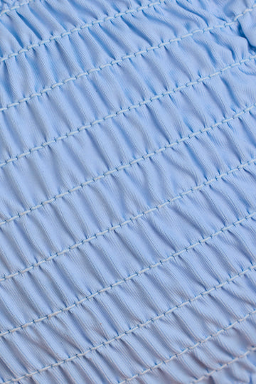 Crinkle Swim Strappy Bandeau Triangle Bikini Top in Sky Blue | Oh Polly