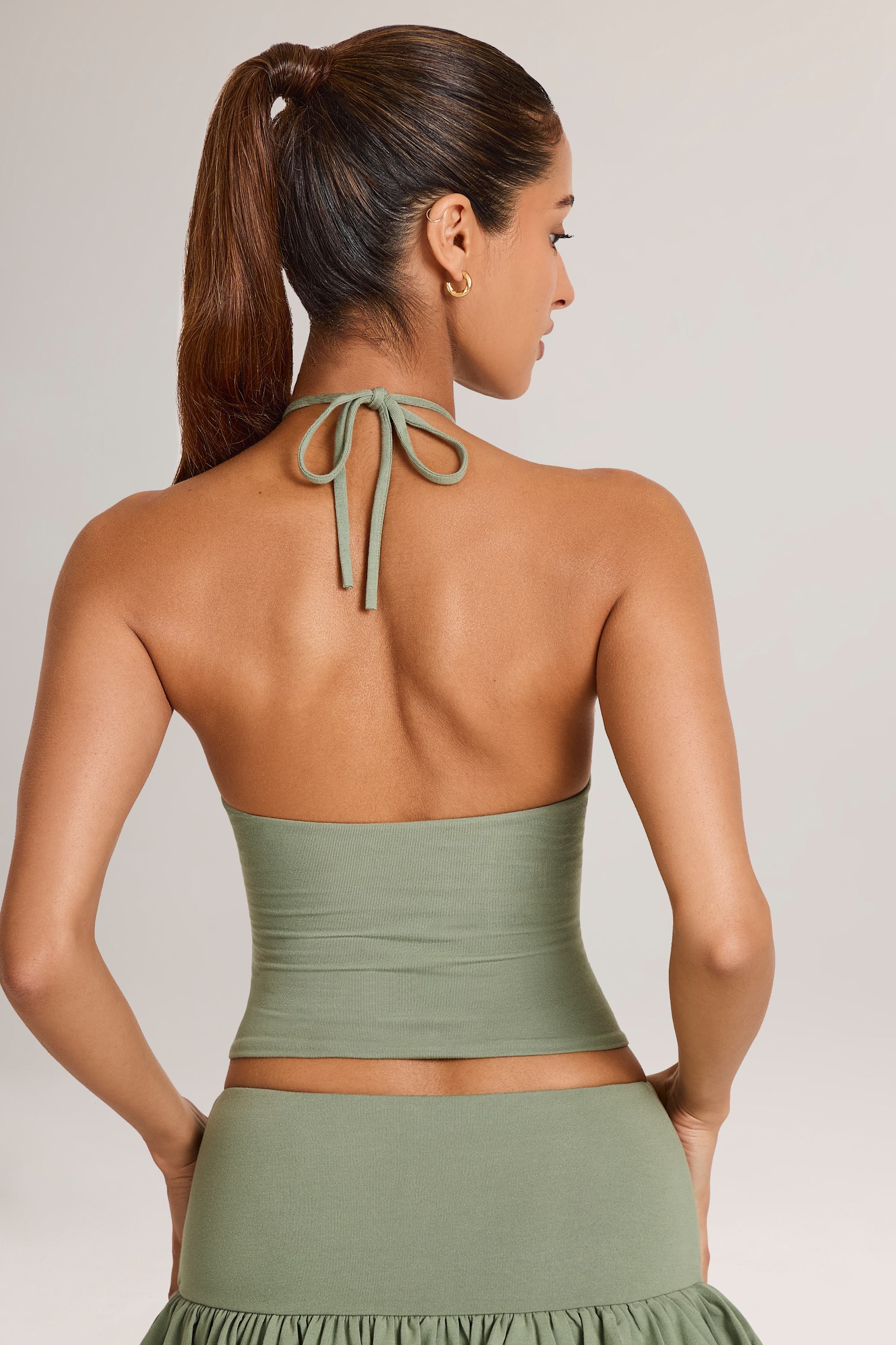Aviora Modal Halterneck Top in Sage Green | Oh Polly