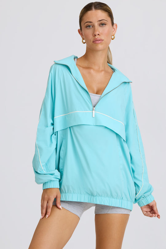 Courtside Classics Oversized Track Jacket in Aqua | Oh Polly