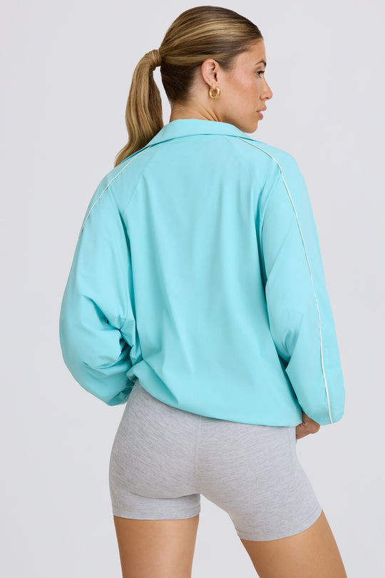 Courtside Classics Oversized Track Jacket in Aqua | Oh Polly