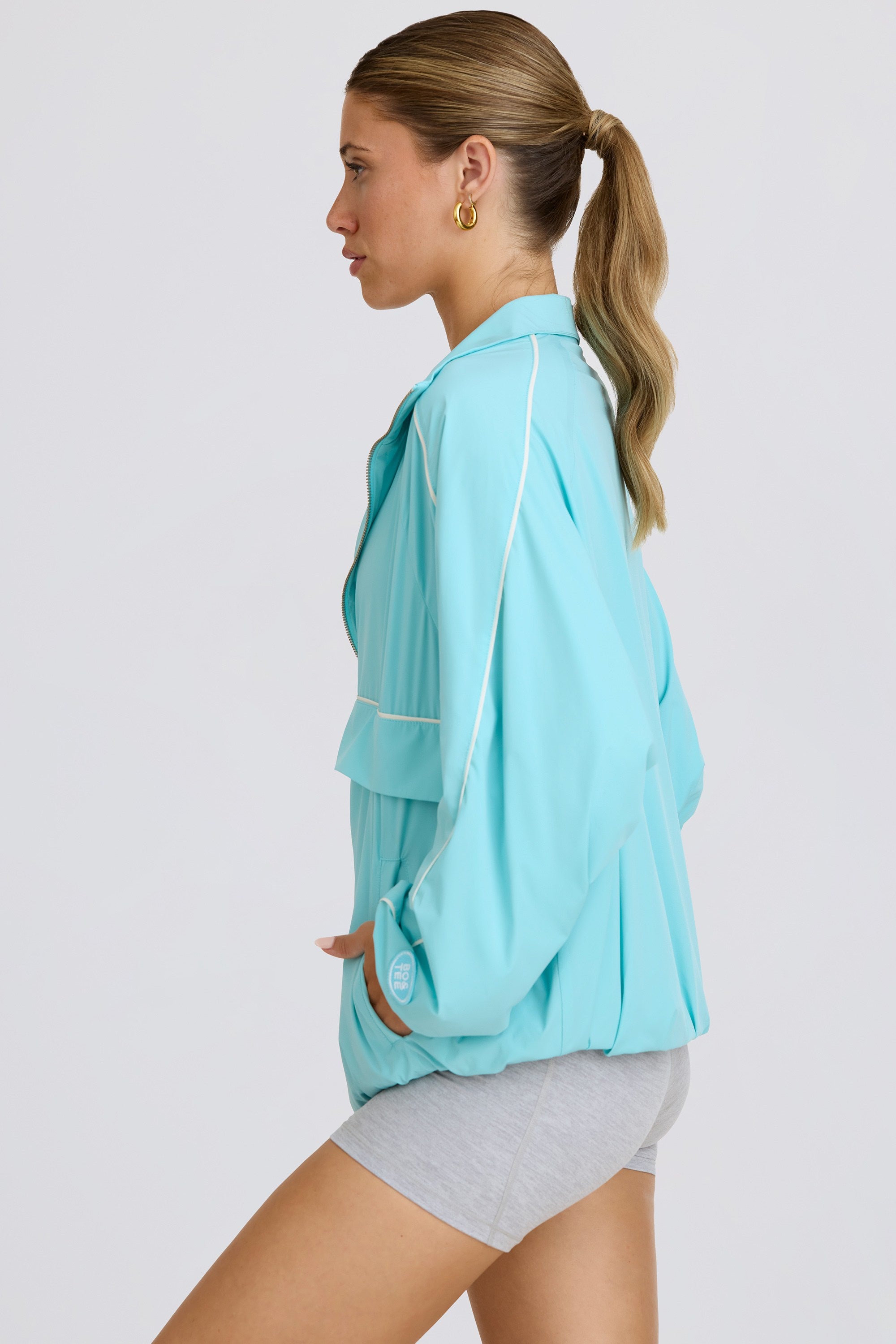 Courtside Classics Oversized Track Jacket in Aqua | Oh Polly