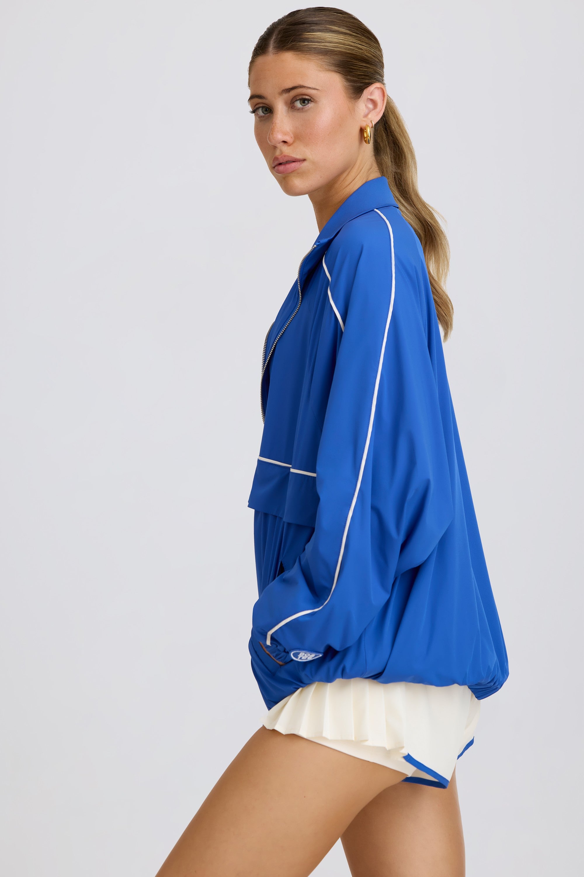 Courtside Classics Oversized Track Jacket in Cobalt | Oh Polly