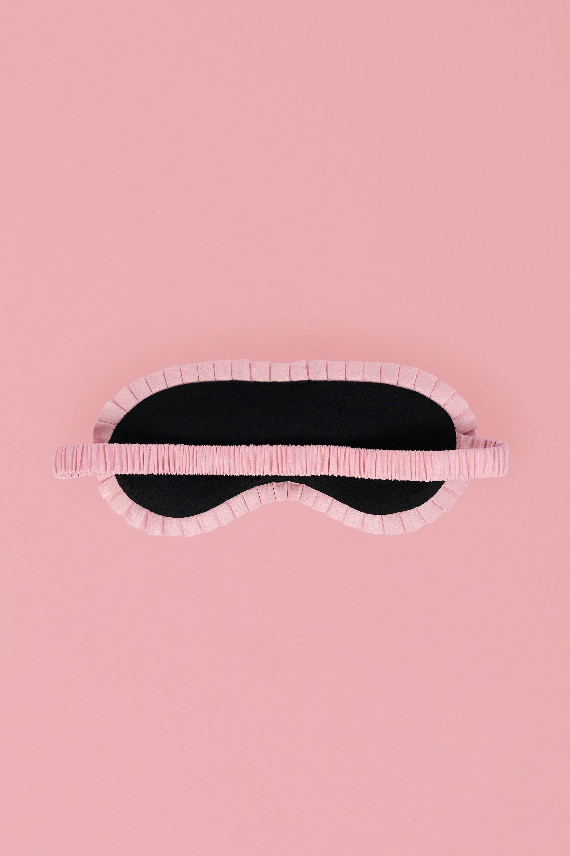 Ruya Ruffle-Trim Embroidered Eye Mask in Black | Oh Polly