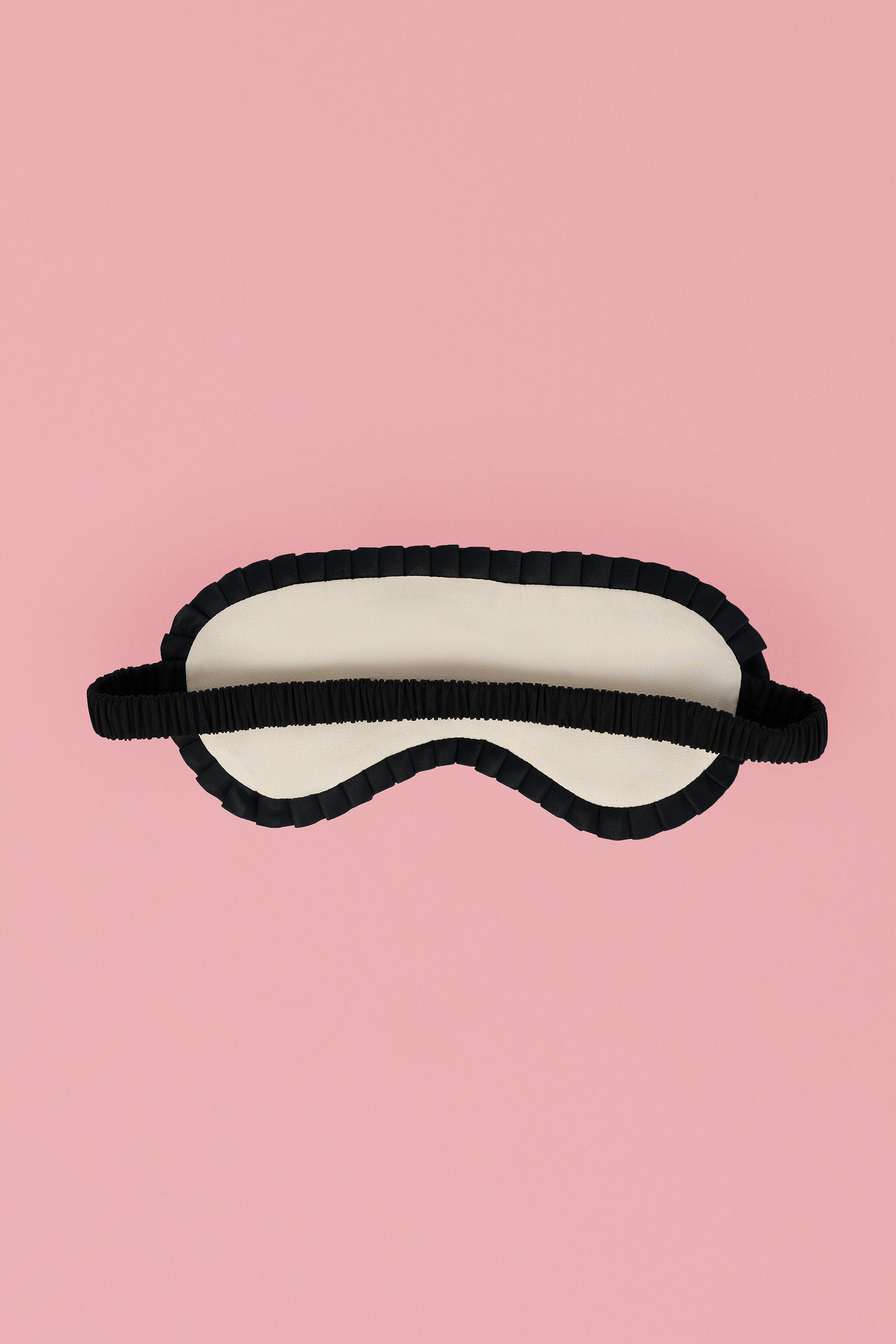 Ruya Ruffle-Trim Embroidered Eye Mask in Ivory | Oh Polly
