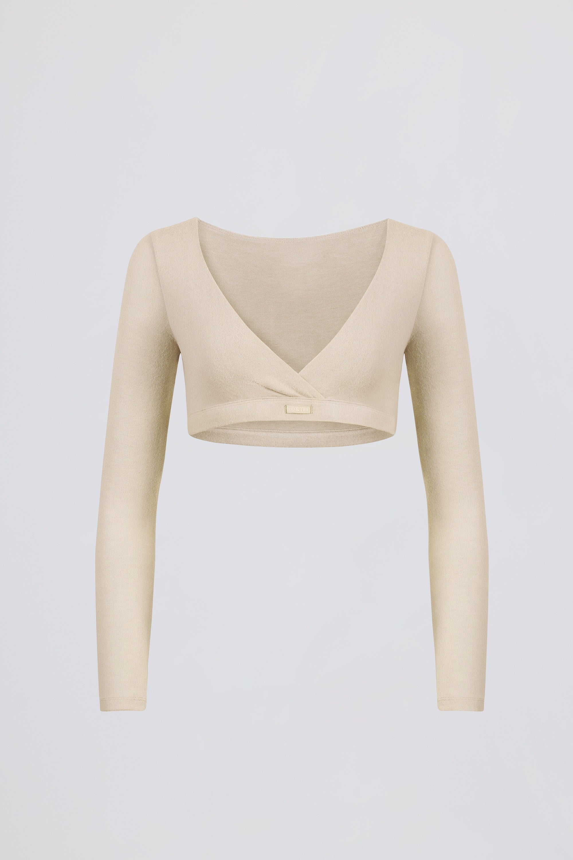 Brushed Jersey Wrap Crop Top in Ecru | Oh Polly