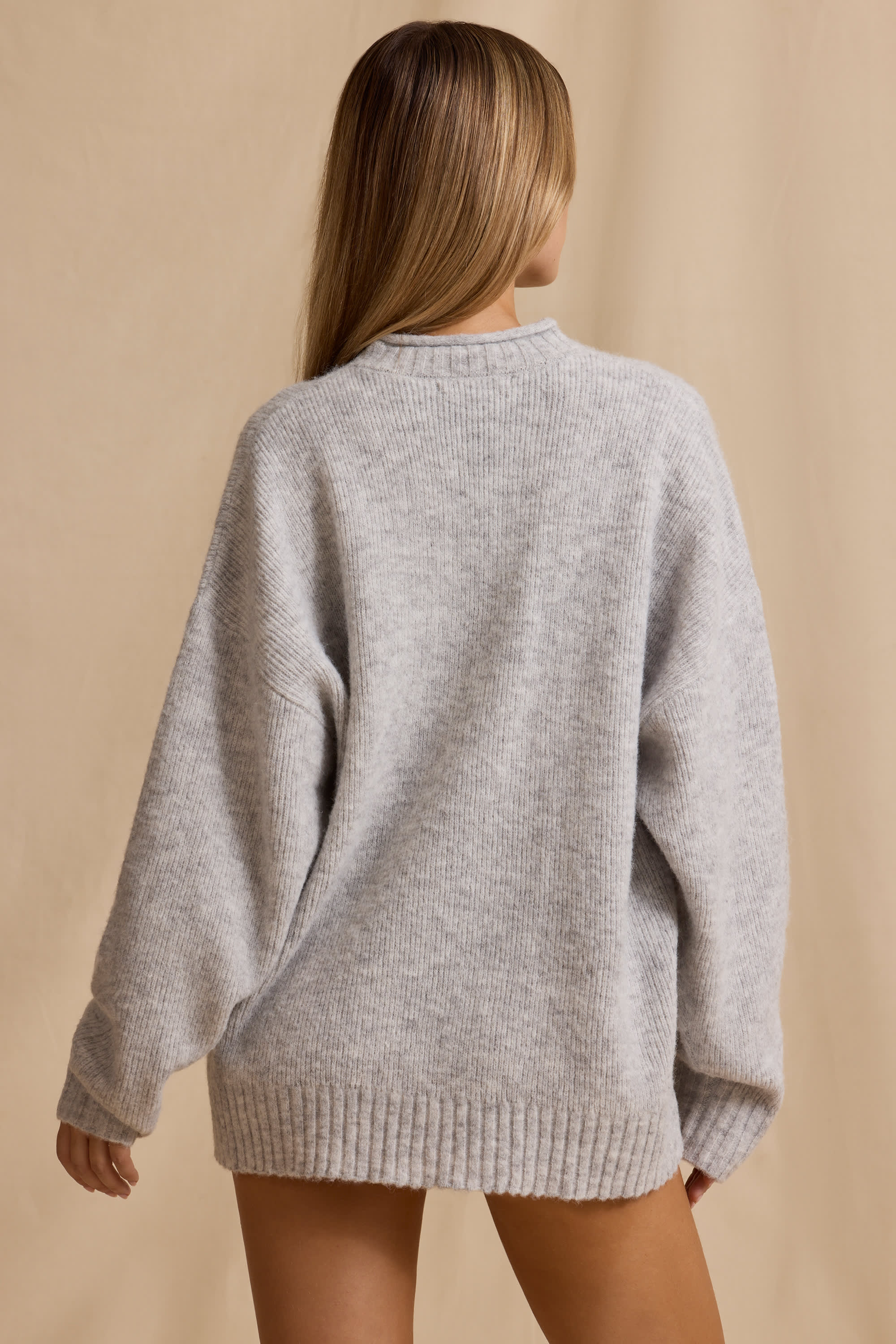 Oversized Knit Jumper in Ice Marl | Oh Polly