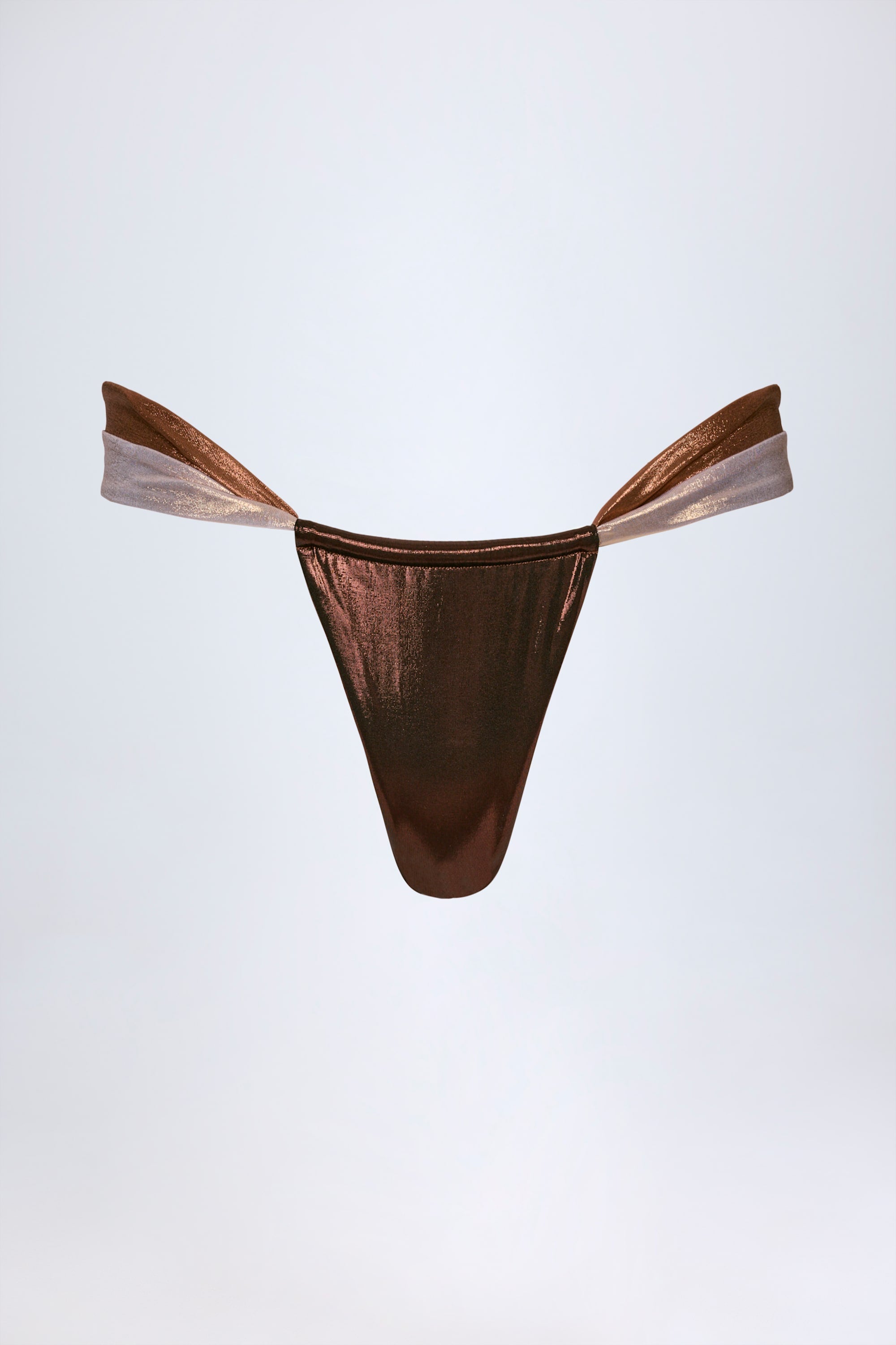 Maravi Ruched Thong Bikini Bottoms in Bronze Gold | Oh Polly Swim