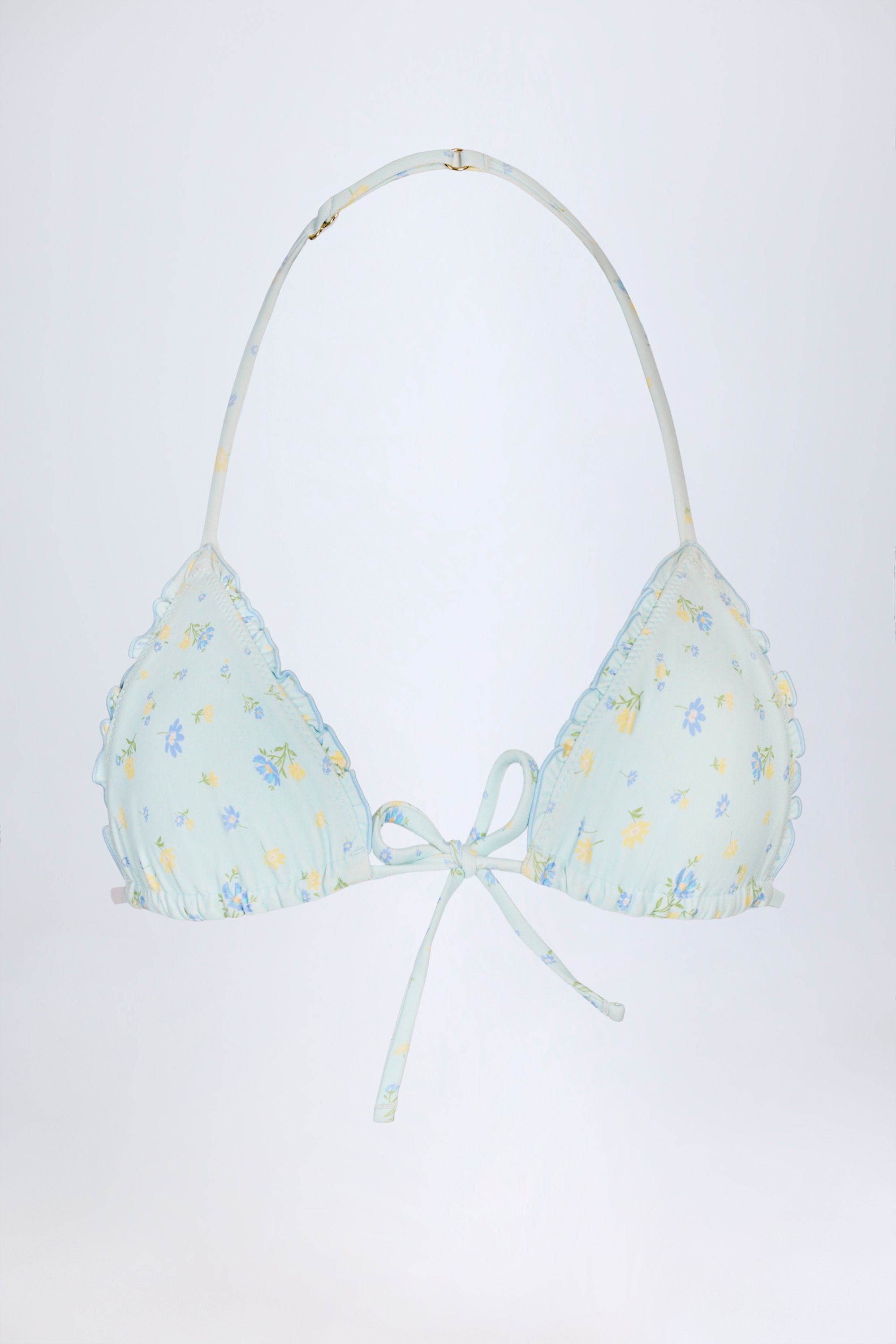 Noia Micro Triangle Bikini Top In Blue Floral Print Oh Polly