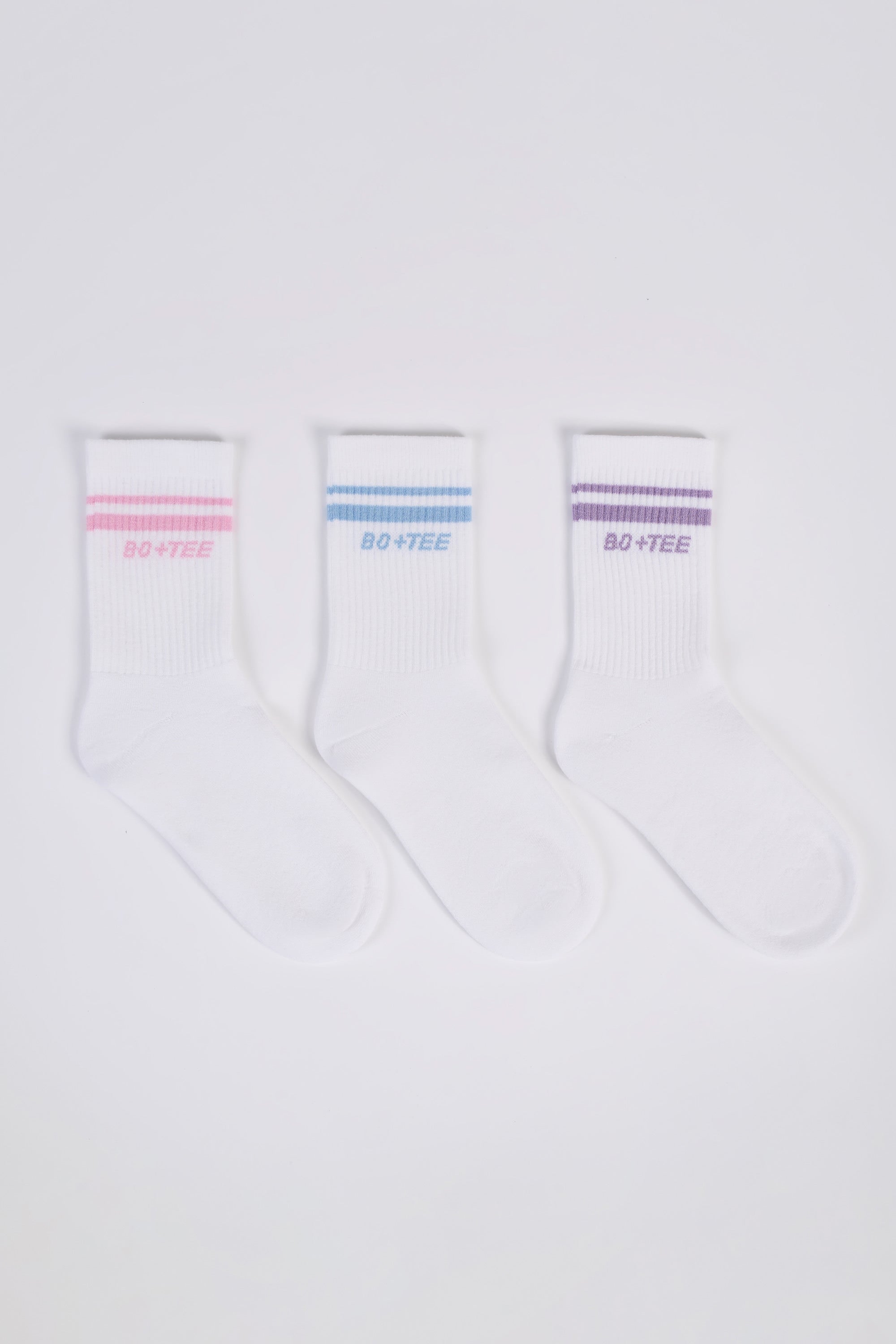 Ribbed Crew Sock Bundle in White | Oh Polly