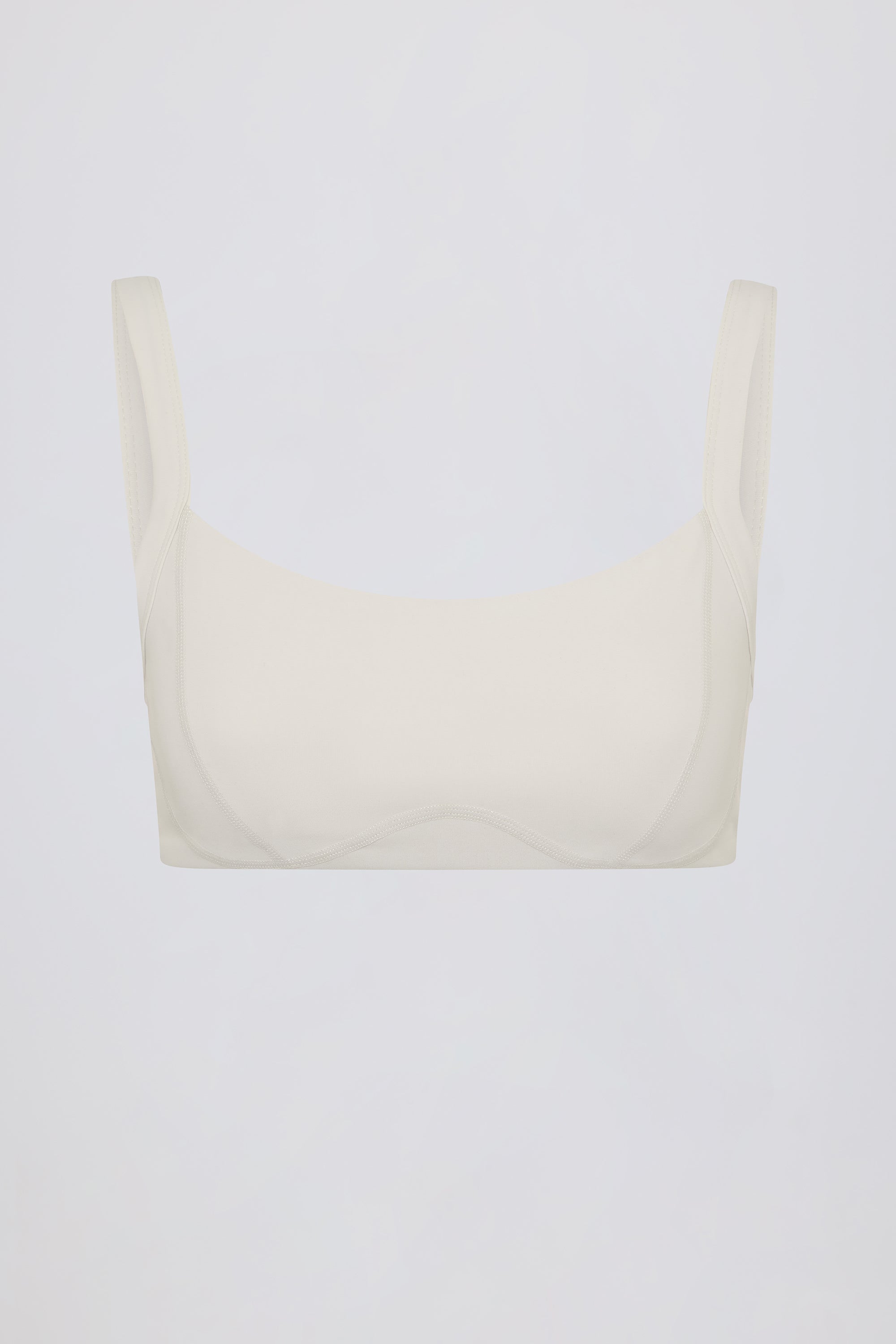 Soft Active Contrast-Trim Sports Bra in Cream | Oh Polly