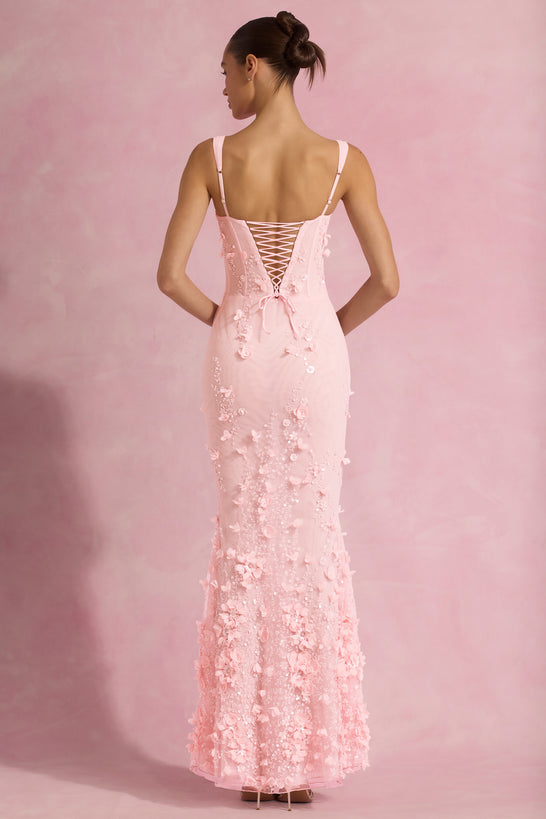Vasanta Embellished Fishtail Corset Gown in Pink | Oh Polly