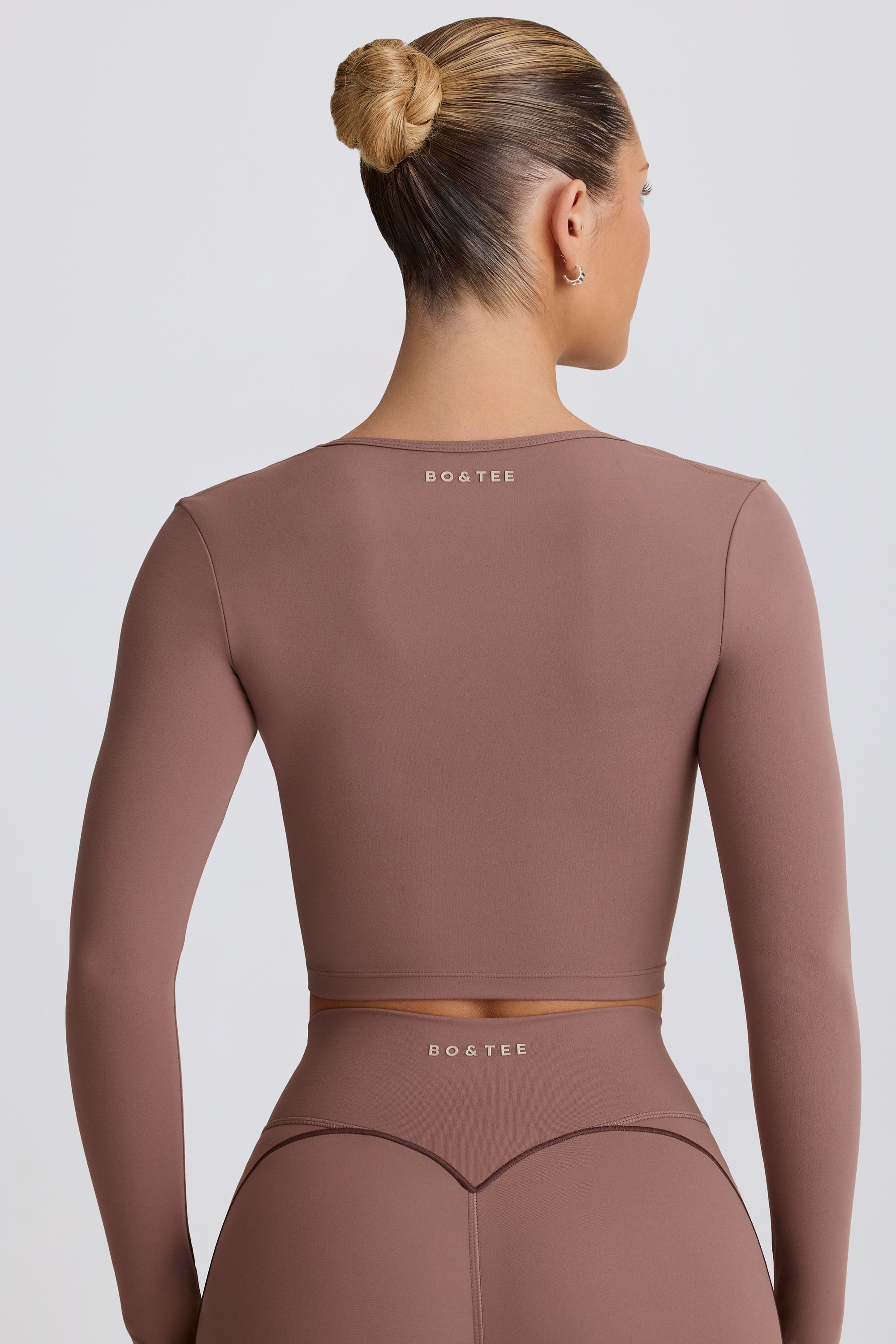 Soft Active Sweetheart-Neck Crop Top in Mocha | Oh Polly