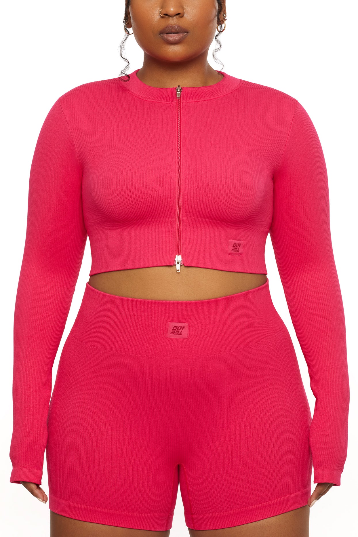 Auf dem ganzen Weg Langschläfe Zip Crop Top in Pink | BO+TEE - Oh Polly UK