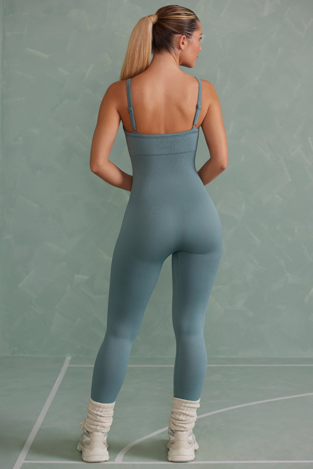 Petite Intensity Super Sculpt Unitard in Mineral Green | Oh Polly